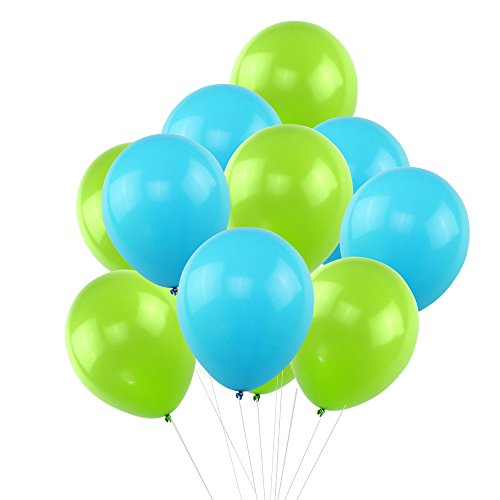 KUMEED Sky Blue Green Balloons 12" Latex Balloons Vivid Bright Color Balloon Globos Party Birthday Wedding Balloons Pack of 100