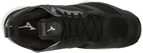 Mizuno unisex adult Wave Momentum 2 Mid Sneaker, Black/White, 12.5 Women Men US
