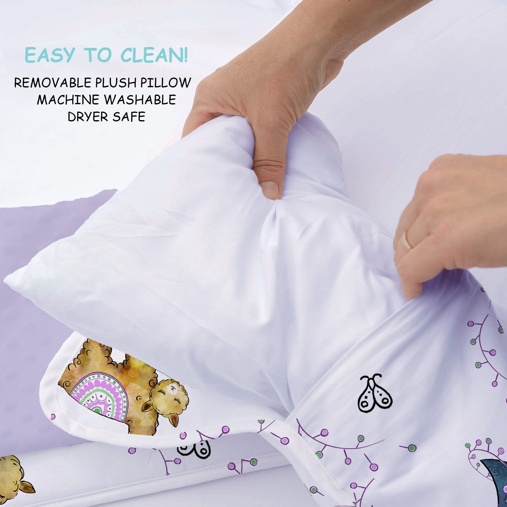 JumpOff Jo - Toddler Nap Mat - Sleeping Bag for Kids with Removable Pillow and Ultra Soft Blanket for Preschool, Daycare, and Sleepovers - Llama & Mama