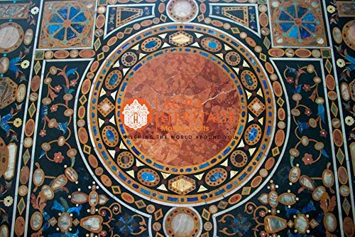 Rectangular Pietra Dura Marble Big 106"x47" Dining Table Top Mosaic Inlay Restaurant Decor