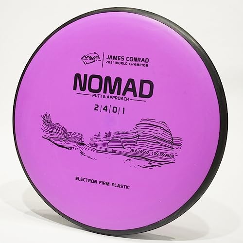 MVP Nomad (Electron Firm) James Conrad Putter & Approach Golf Disc, Pick Weight/Color [Stamp & Exact Color May Vary] Purple (Light) 170-172 Grams