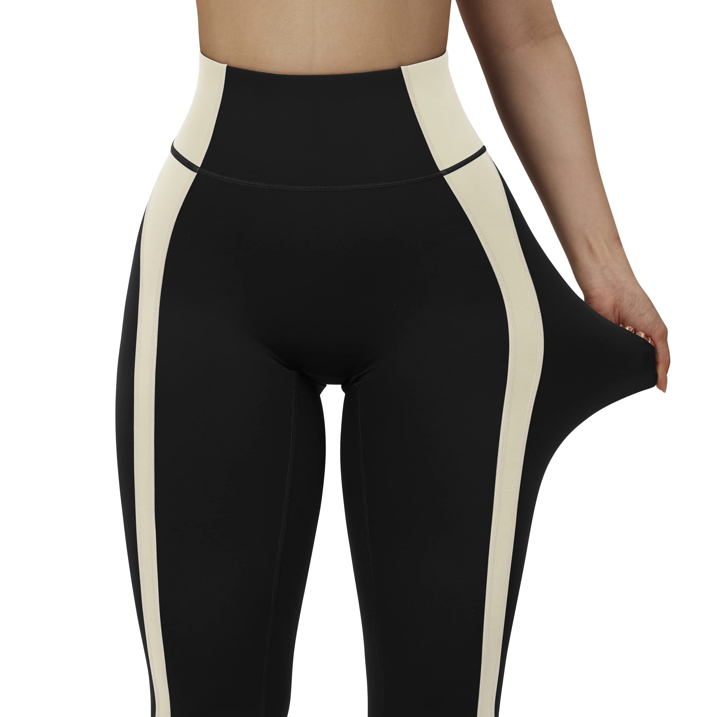 MOSHENGQI Women High Wasited Leggings with Pockets Tummy Control Workout Yoga Pants(S,86-Black)