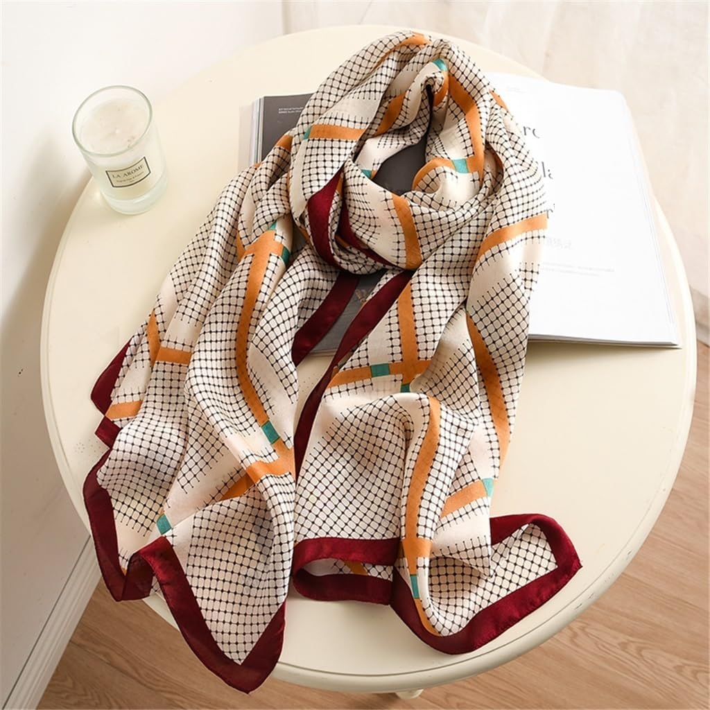 LEIGE Literary Silk Satin Scarf Women's Spring and Autumn Long Mulberry Silk Scarf Shawl (Color : A, Size : One Size)