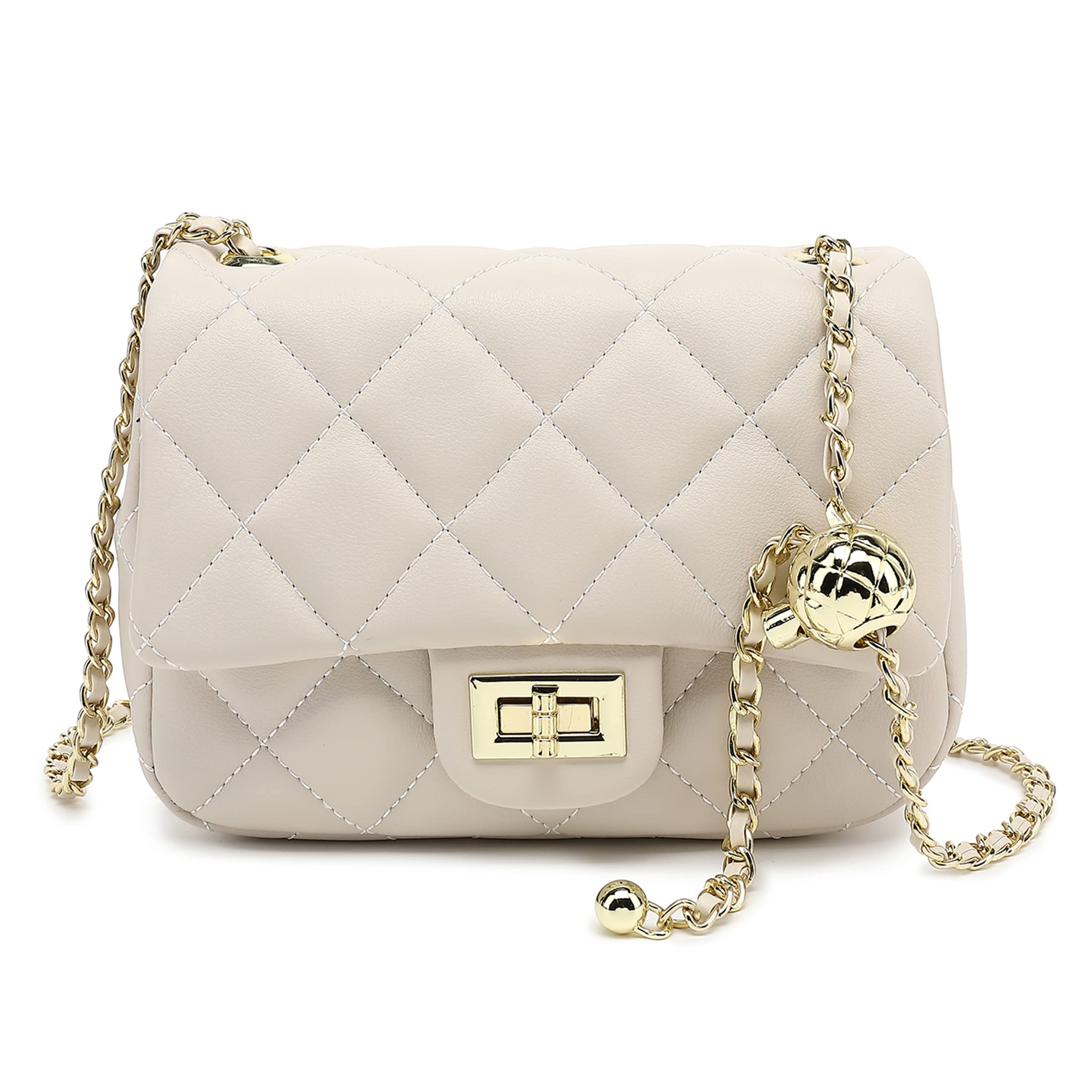 LL LOPPOP Split Leather Crossbody Bags for Women,Trendy Quilted Purse,Small Shoulder Bag with Adjustable Chain Strap 203802A