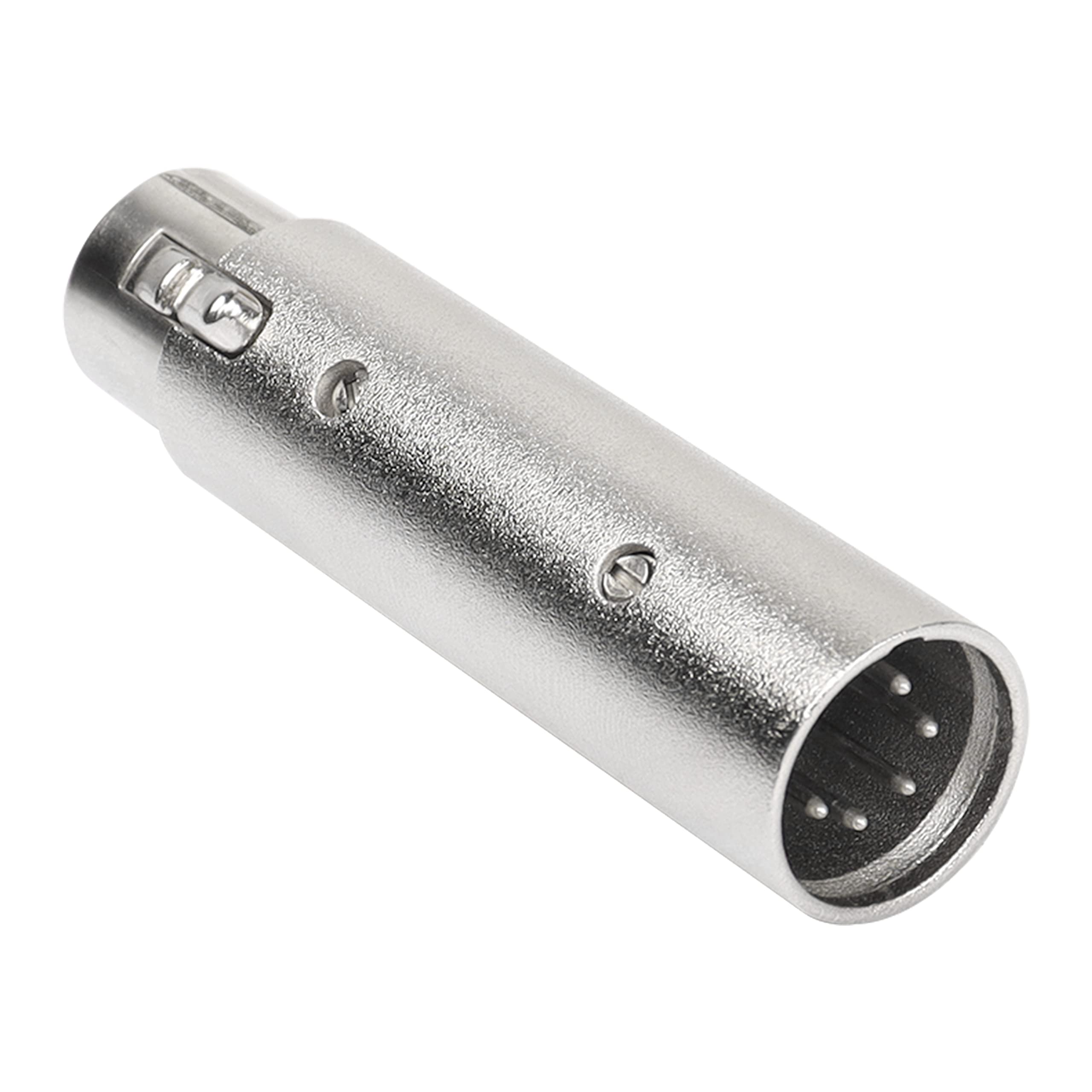 MEIRIYFA XLR 3 Pin Female to XLR 5 Pin Male Adapter Connector Gender Changer,Anodized Aluminum Adapter with Lock Release Button(Sliver-1PCS