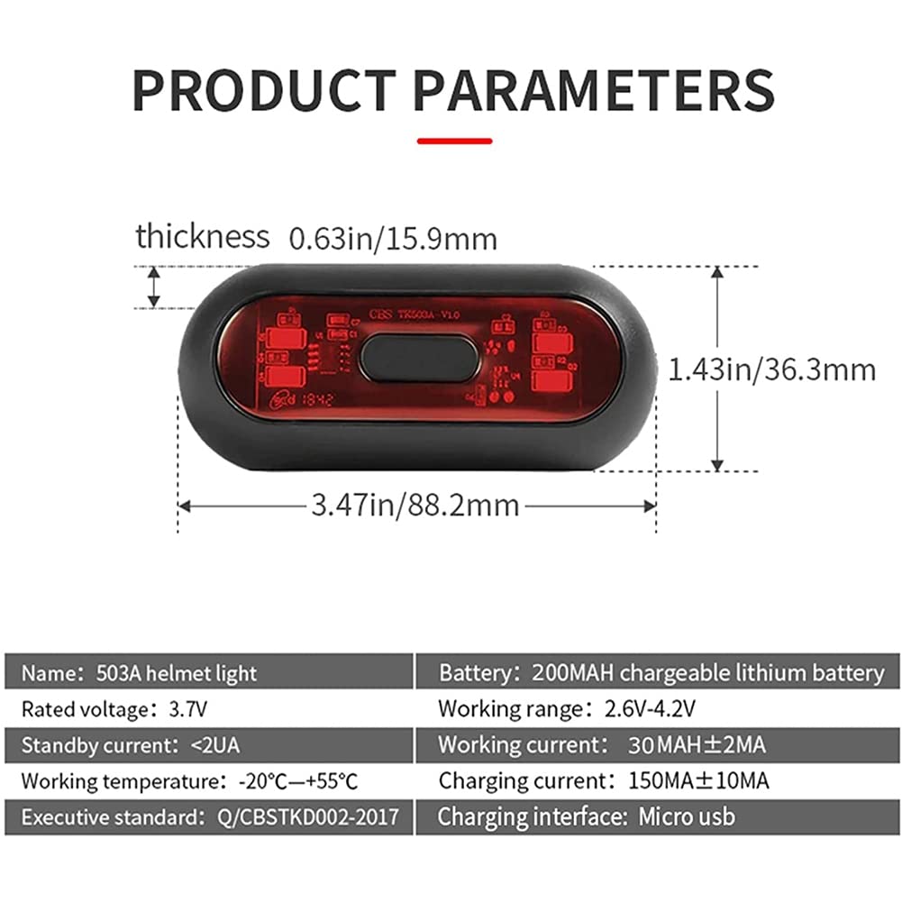 LILYRIN LED Helmet Light,Motorcycle Helmet Brake Light Rechargeable Bike Rear Red Safety Warning Light for Night