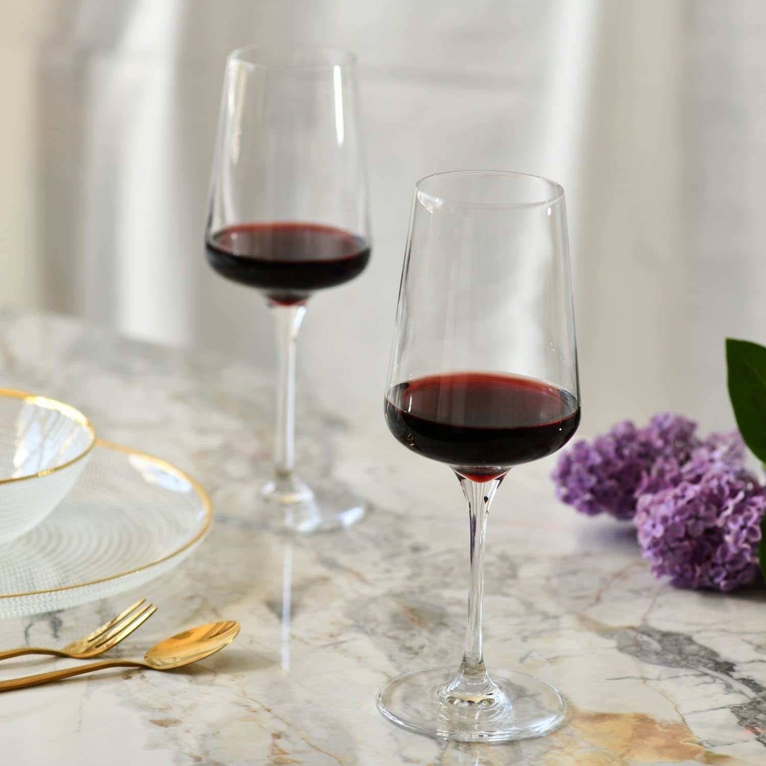 Krosno Wine Glasses Set | 6x white and sparkling wine glasses 13.5 oz + 6x red wine glasses 16.9 oz | Elegant design | Crystal Glass | Ideal for home, restaurant and party | Dishwasher safe