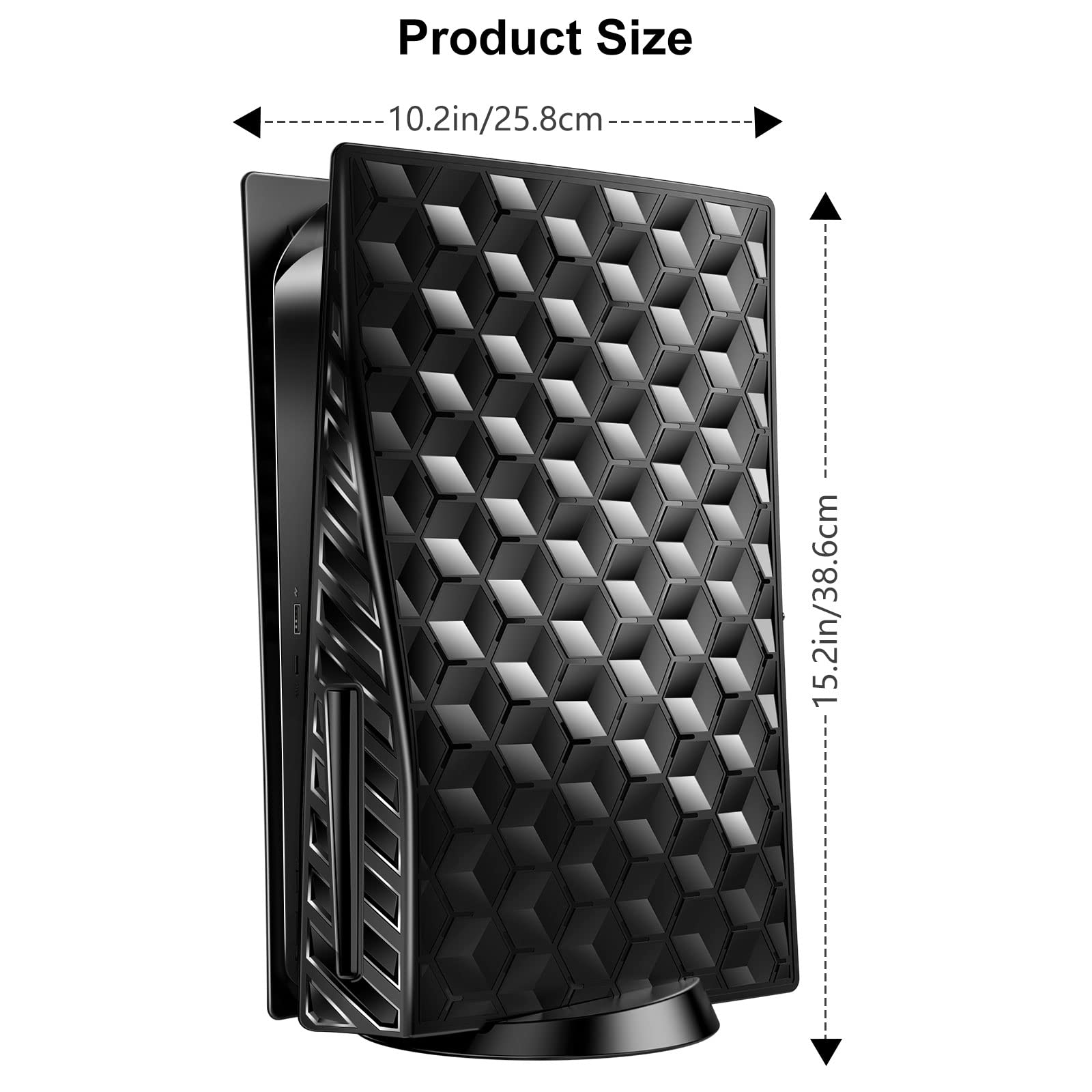 Mooroer PS5 Plates Replacement Accessories for PS5 Console Black PS5 Skin Cover,PS5 Faceplate Shell Case Compatible with Playstation 5 Console Disc Edition Hard Shockproof Anti-Scratch Dustproof