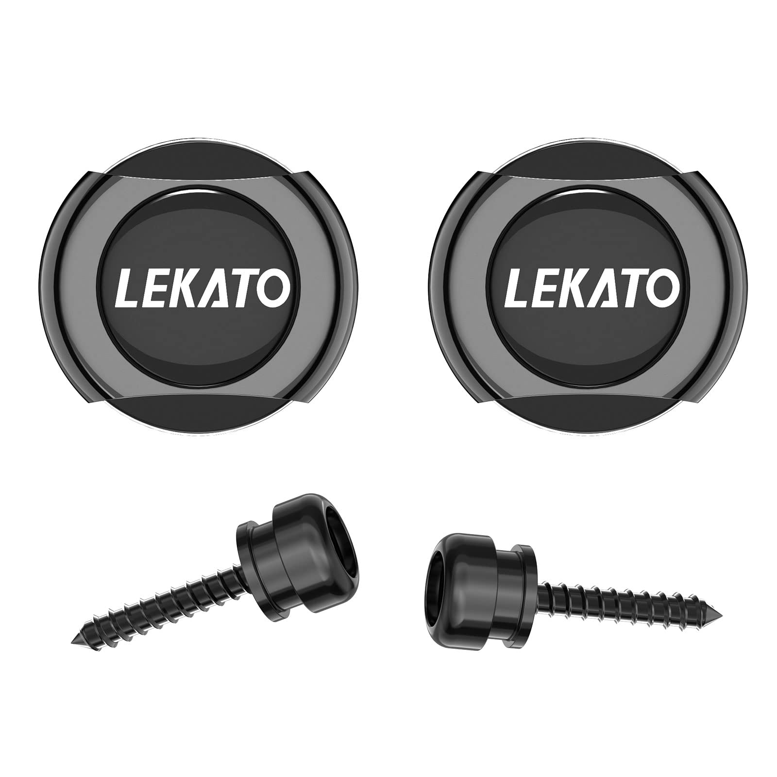 LEKATO Bass Guitar Strap Locks for for Electric Guitar & Bass Strap Locks Security Quick Release Strap Guitar Strap Locks Set Retainer System for Electric Acoustic Guitar, Bass, Ukulele Strap (Black)