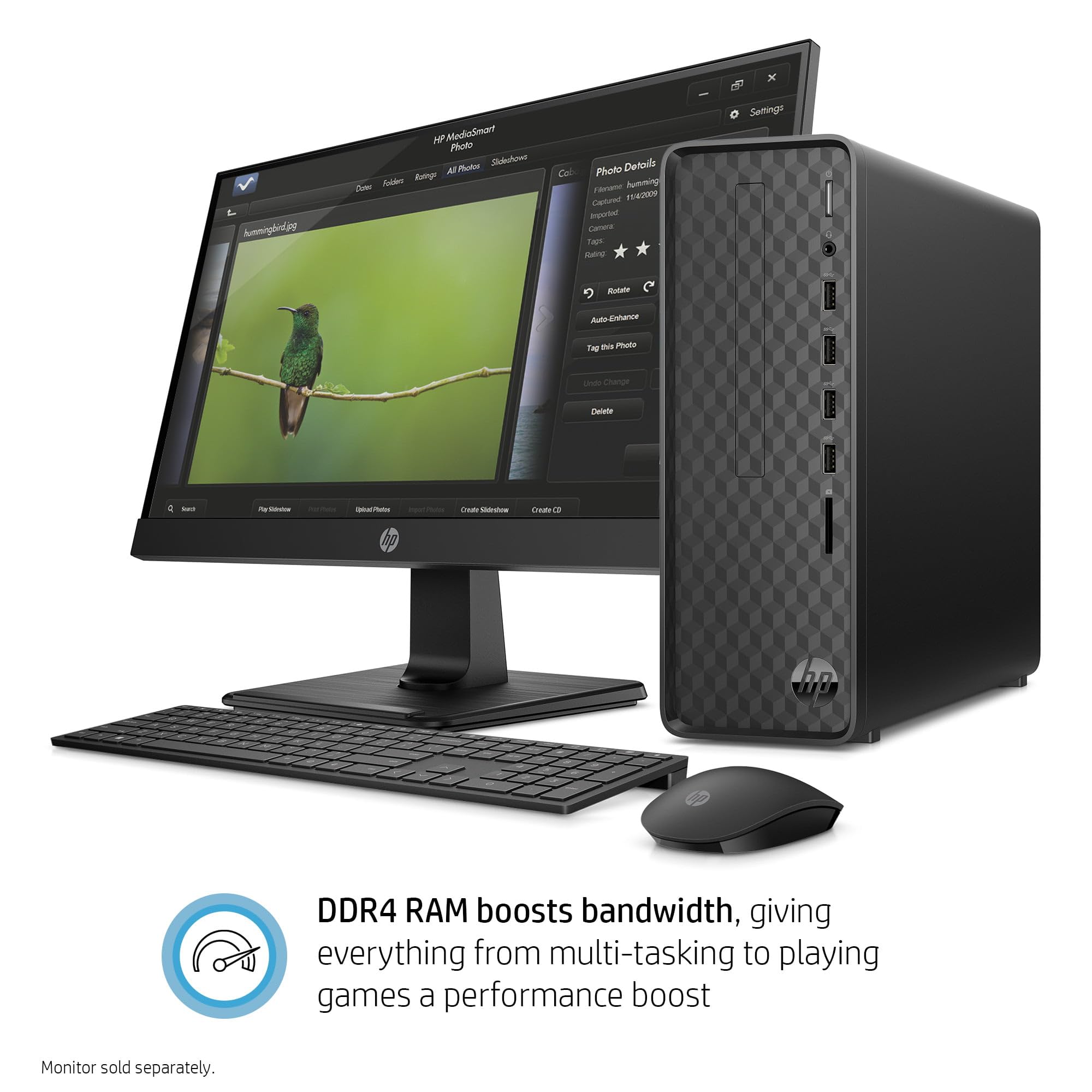 HP 2023 Slim Desktop Computer PC, Intel Core i3-10105 (Up to 4.4 GHz), 16GB RAM, 1TB SSD, WiFi, Bluetooth, HDMI, RJ-45, Mouse and Keyboard, Windows 11 Home, Dark Black