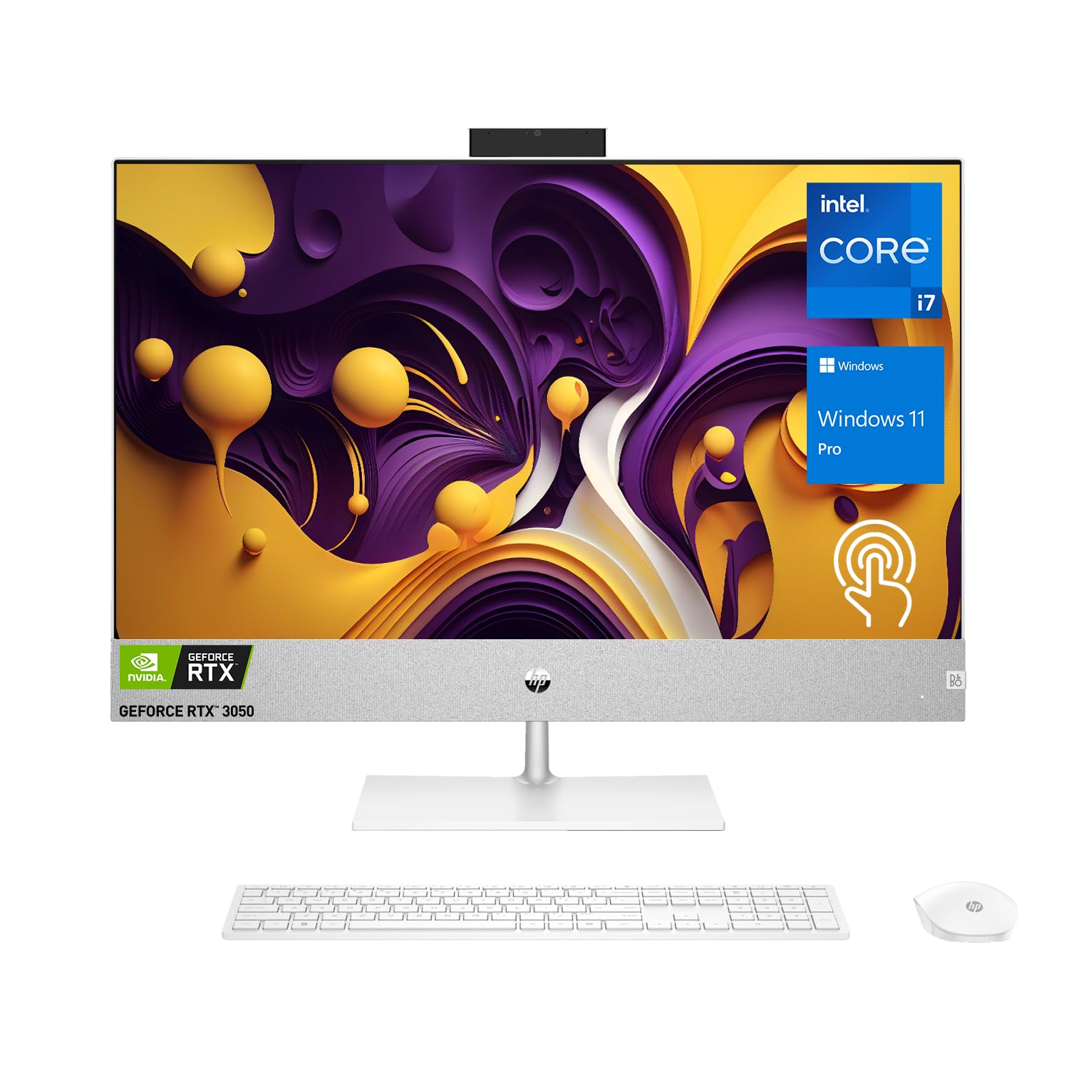 HP Pavilion 27 Business AIO Desktop, 27" FHD Touchscreen, Intel Core i7-13700T, NVIDIA RTX 3050, 32GB RAM, 2TB SSD+2TB HDD, Webcam, HDMI, Wireless K&M, Wi-Fi 6, Windows 11 Pro