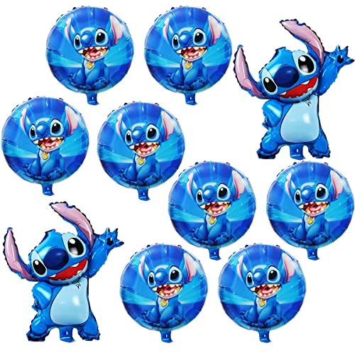 Lilo and Stitch Party Balloons Stitch Party Aluminum Film Balloons suit Stitch Birthday Party Decorations (10pcs blue)