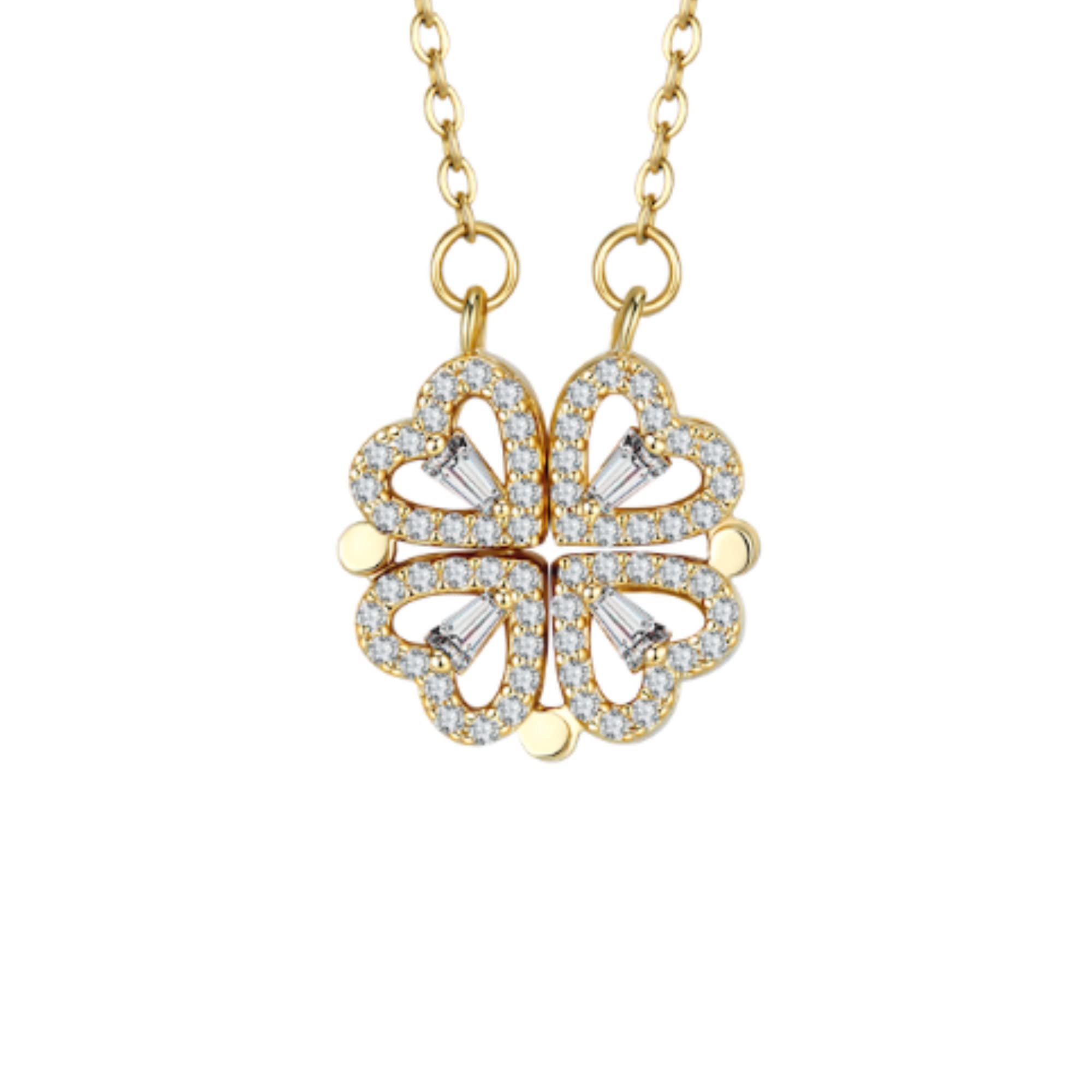 Love & Crafted 4 Leaf Lucky Clover Necklace with 18k Gold Plating - Simple Cute Clover Necklaces for Women - Trendy Necklace for Girlfriend Gift