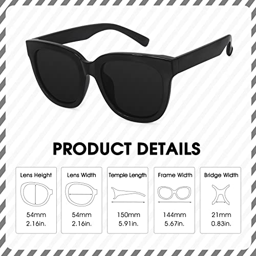 LVIOE Classic Polarized Square Sunglasses for Women Men, Vintage Big Thick Chunky Frame UV400 Shade