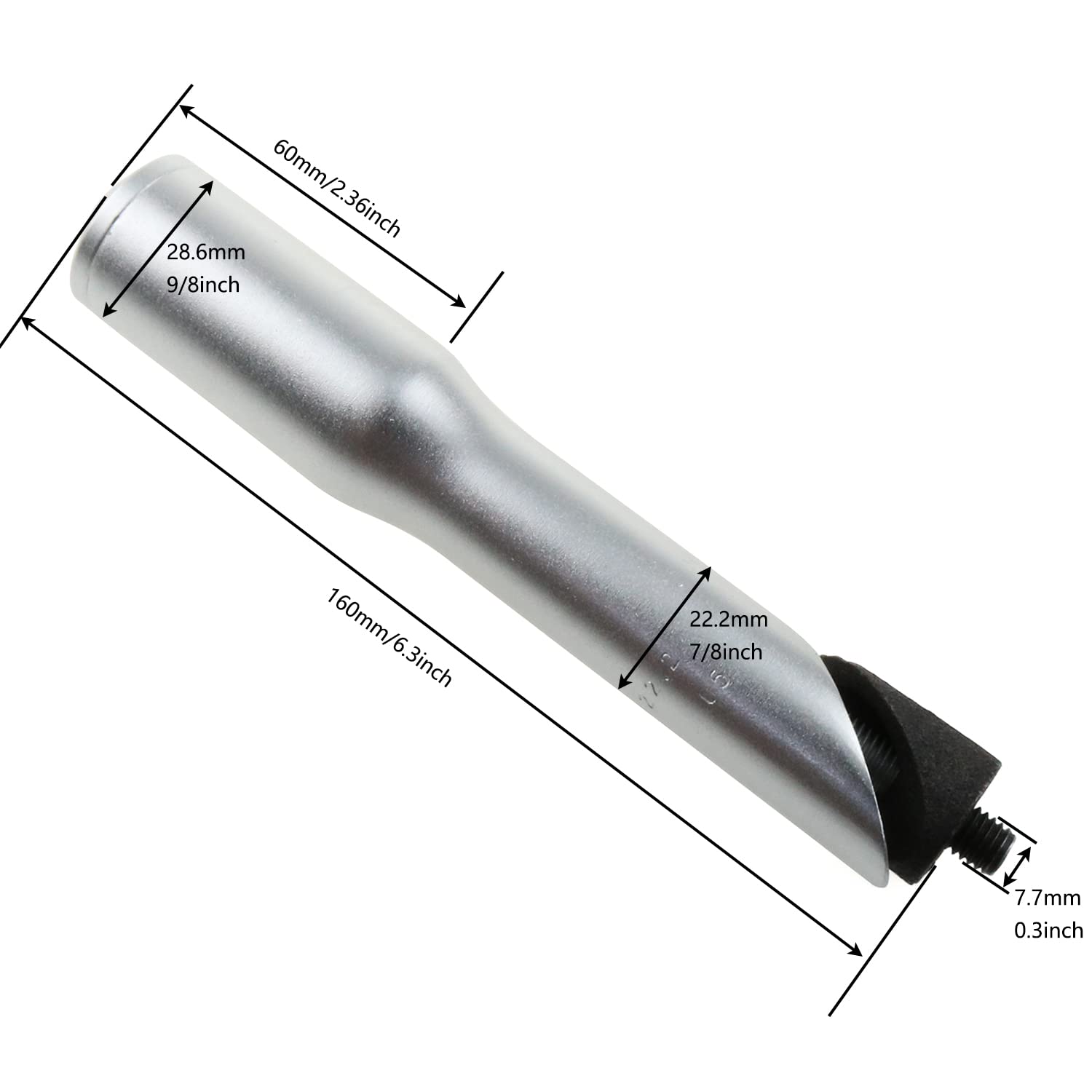 LUORNG Bike Fork Stem Extender 22.2mm Silver Aluminum Alloy Road Mountain Bike Bicycle Stem Riser Adapter for 1-1/8 Threadless Steerer Tubes