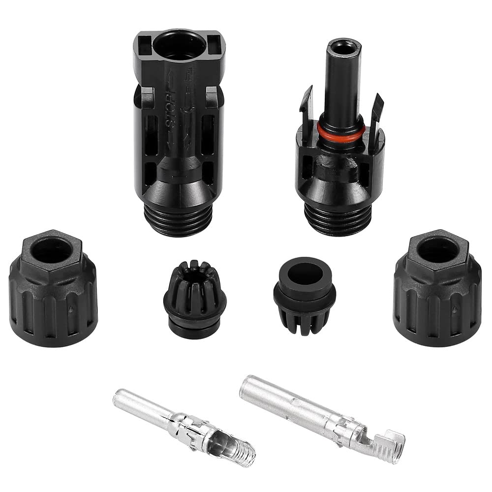 KEYGMA 6 Pairs Male/Female Solar Panel Cable Connectors, 2 Pieces Spanners for PV Solar Connector, Solar Panel Connector Kit, IP67 Waterproof, 50A 1000V DC (6 Pairs)