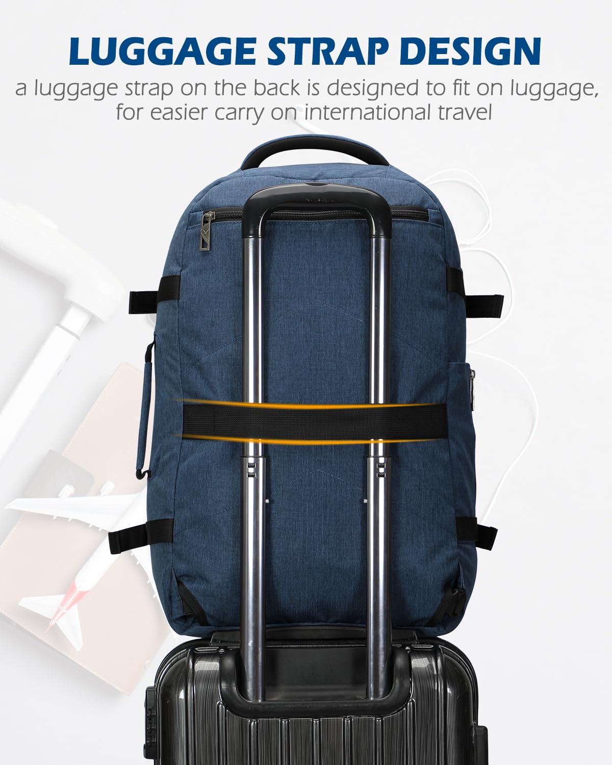 Hynes Eagle Travel Backpack 40L Flight Approved Carry on Backpack Men Large Cabin Weekender Laptop Backpack Women 15.6 inches Blue with 3PCS Packing Cubes Set Red Violet