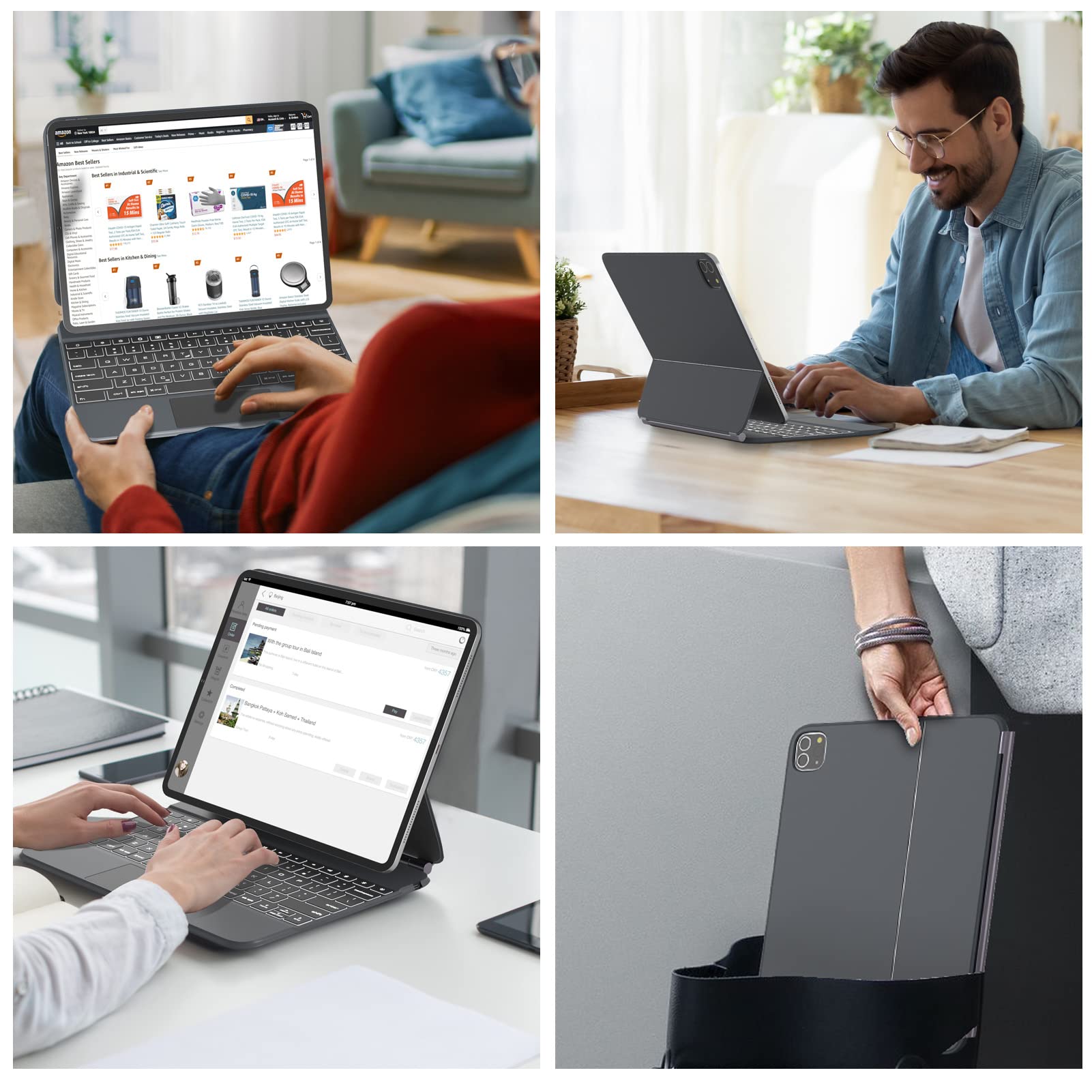 NOKBABO ipad Pro 12.9 Magic case with Keyboard,Multi-Touch Trackpad,Backlight,Wireless Magnetic Keyboard case for iPad Pro 12.9 inch 6th/5th/4th/3rd Generation- Black