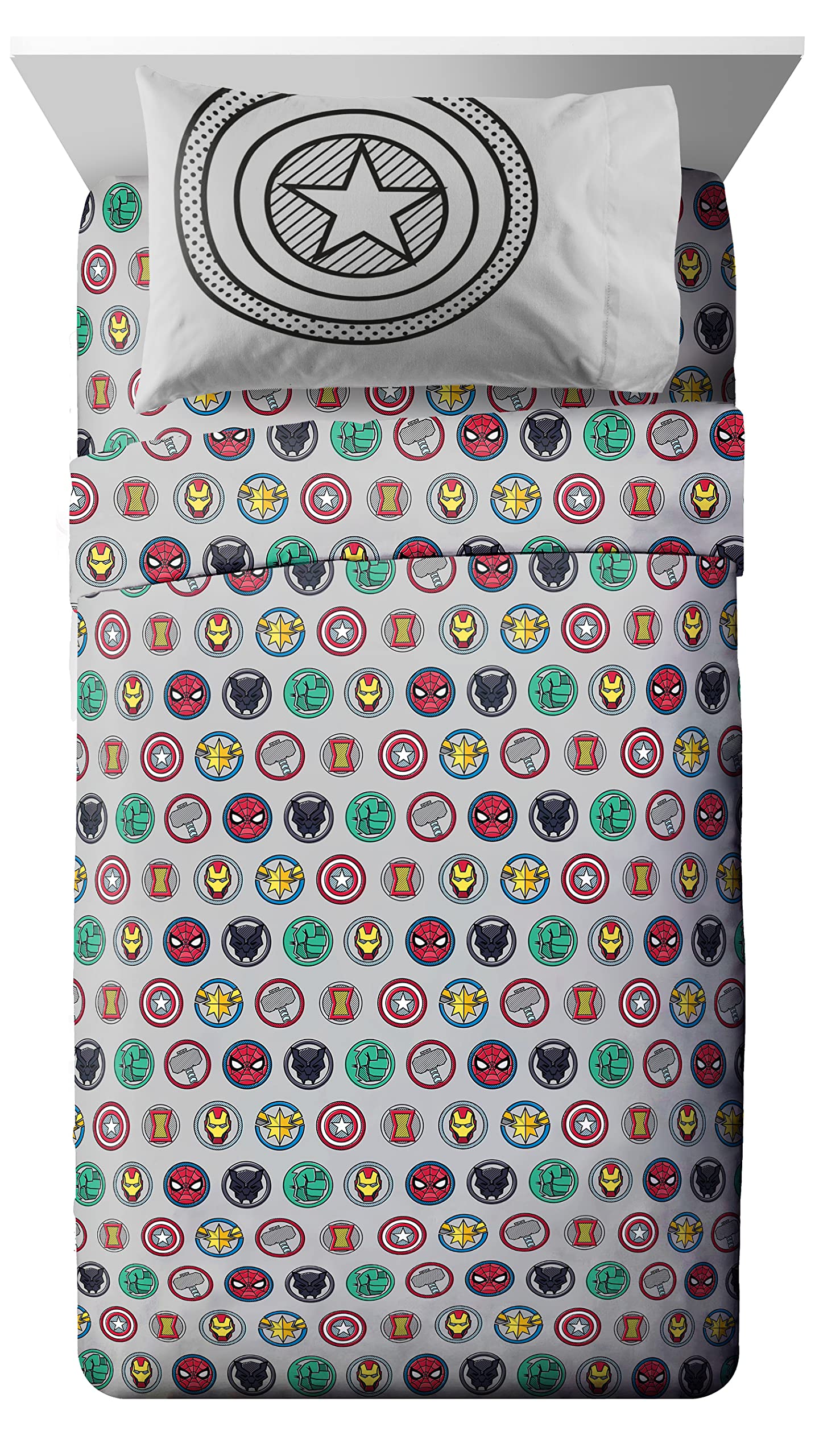 Jay Franco Marvel Avengers Pop 7 Piece Full Size Bed Set - Includes Comforter & Sheet Set - Super Soft Fade Resistant Microfiber (Official Marvel Product)