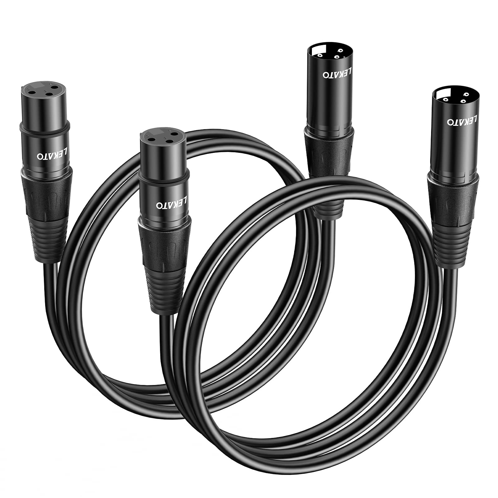 LEKATO XLR Cable 3Ft, 2-Pack Microphone Cable XLR Male to Female Balanced 3 PIN Pure Copper Wire, XLR Cable for Mic, Speaker Systems, Studio Speaker, Mixer, Amplifier(2-Pack)