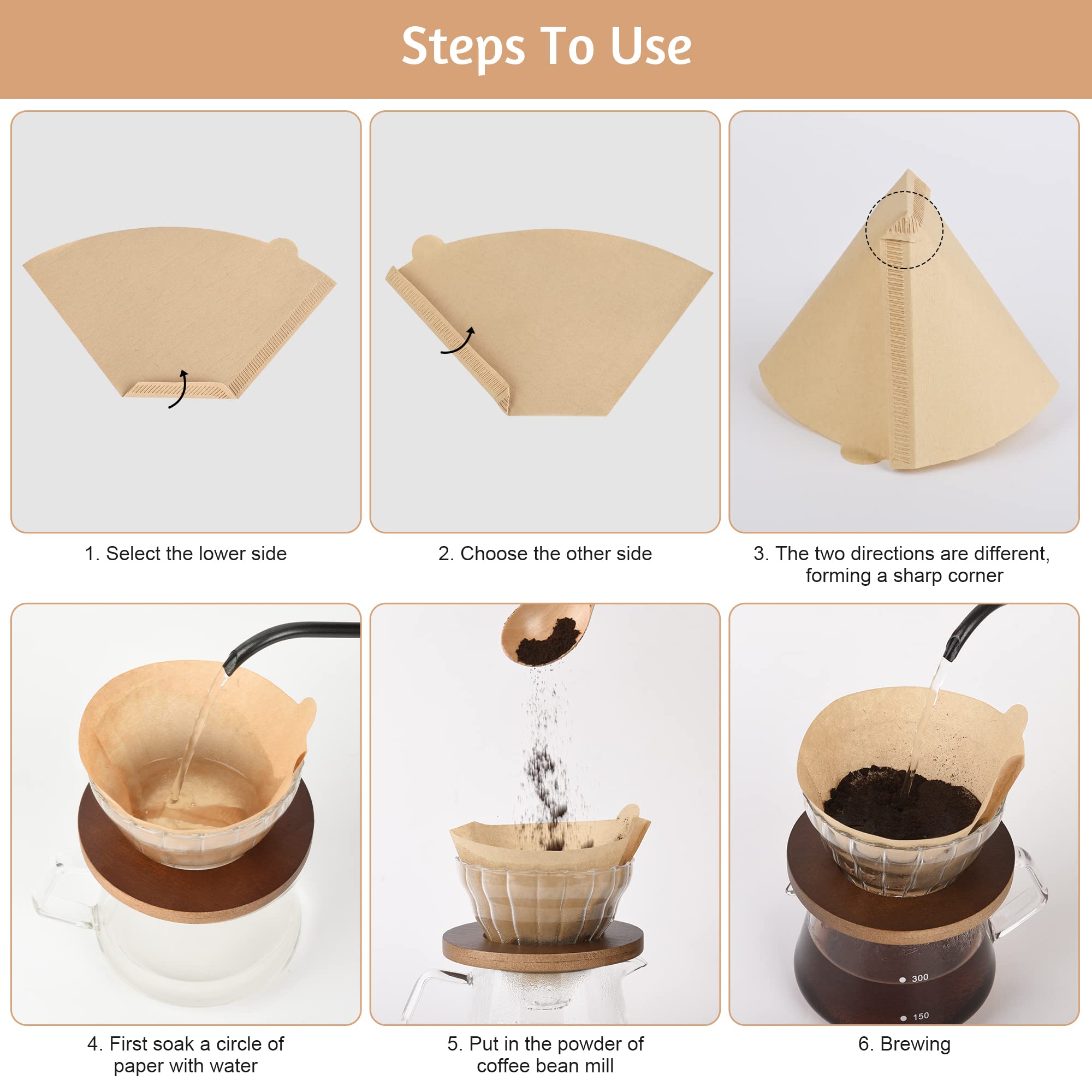 Hogurity Coffee Filters 2, Set of 200 Disposable #2 Cone Coffee Filter Unbleached Natural Coffee Filters 2 Cone Paper for Pour Over Coffer Makers/Coffee Dripper Cones(2-6 Cups)