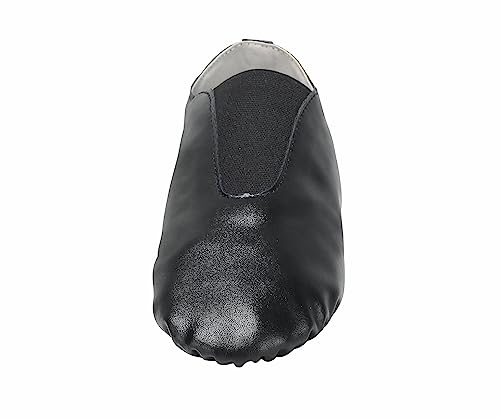 Linodes Unisex PU Leather Upper Slip-on Jazz Shoe with Up Elastic for Women and Men's Dance Shoes-Black-7.5M