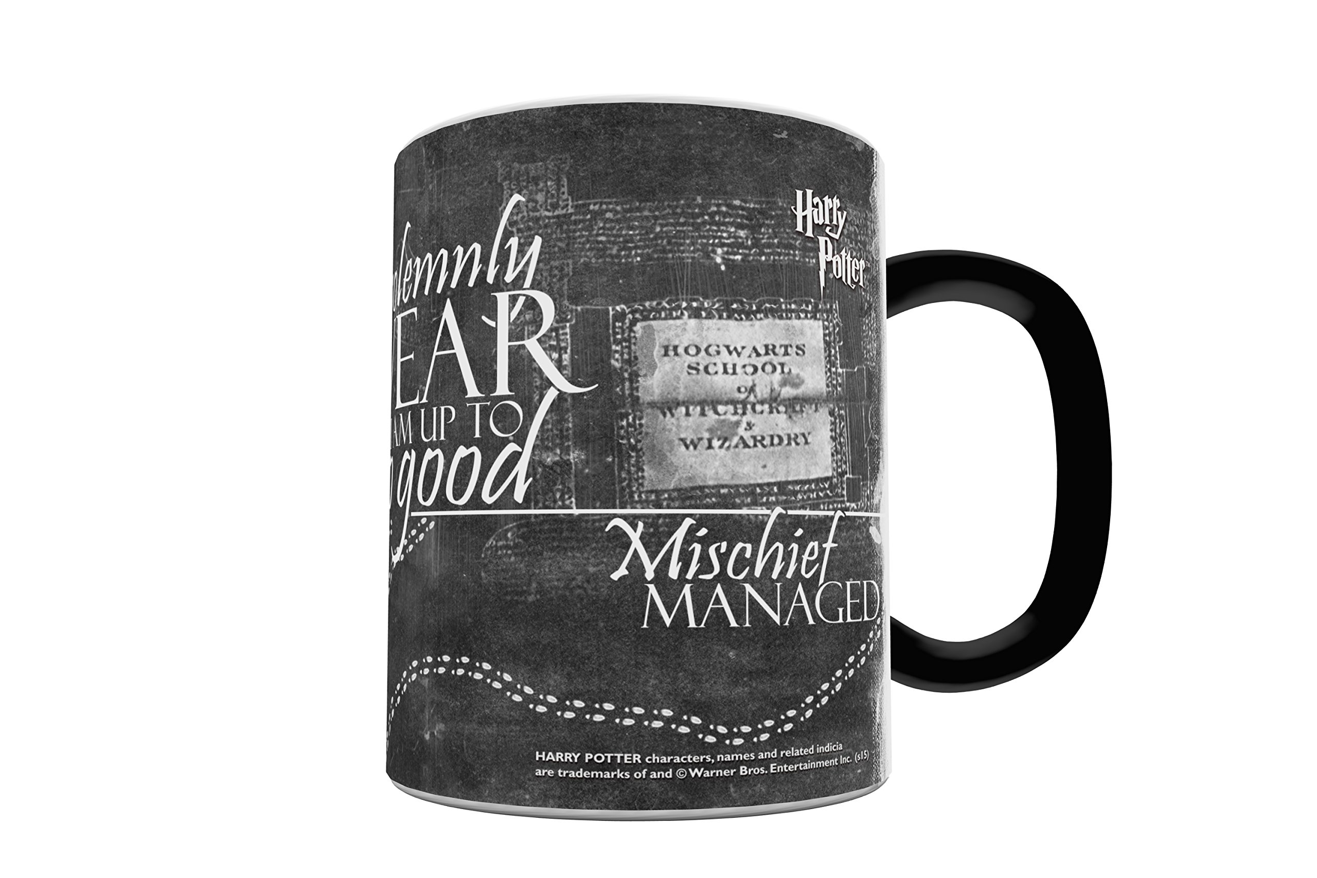 Morphing Mugs Harry Potter - Marauder's Map - Black and White - I Solemnly Swear - Mischief Managed - One 11 oz Color Changing Ceramic Mug – Image Revealed When HOT Liquid Is Added!
