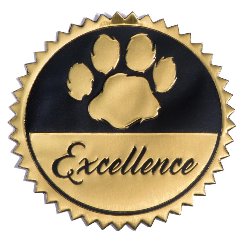 PaperDirect, Gold and Black Embossed Paw Excellence Seals, 2 Inches, 100 per Package