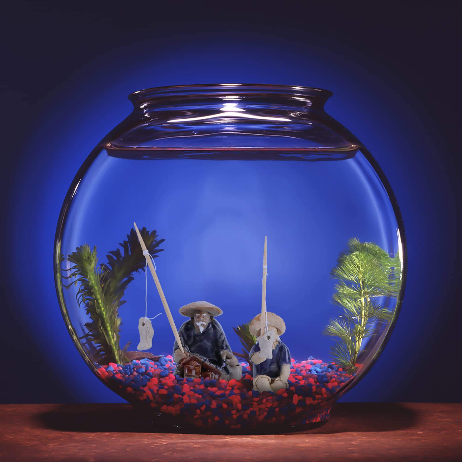 Operitacx 2Pcs Miniature Fisherman Figurine Small Fisherman Statue Fairy Gardens Micro Landscape Decorations for Fish Tank Zen Sand Garden Bonsai Pot