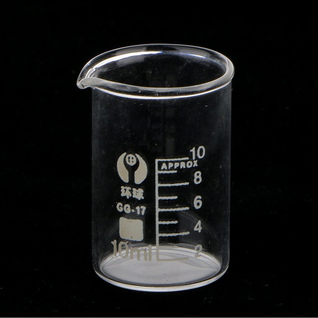 PULABO Nice DesignProfessional Lab Beaker Clear Measuring Cup Glass Beaker High Temperature Resistance Cup for Lab Use 10ML 2PCS and Creative