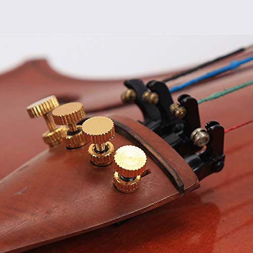 KAIY Violin Fine Tuners for 4/4-3/4 Violin, Stainless Metal String Spinner Adjuster, Nickel Plated Anti Rust, 4 Pcs Black/Gold