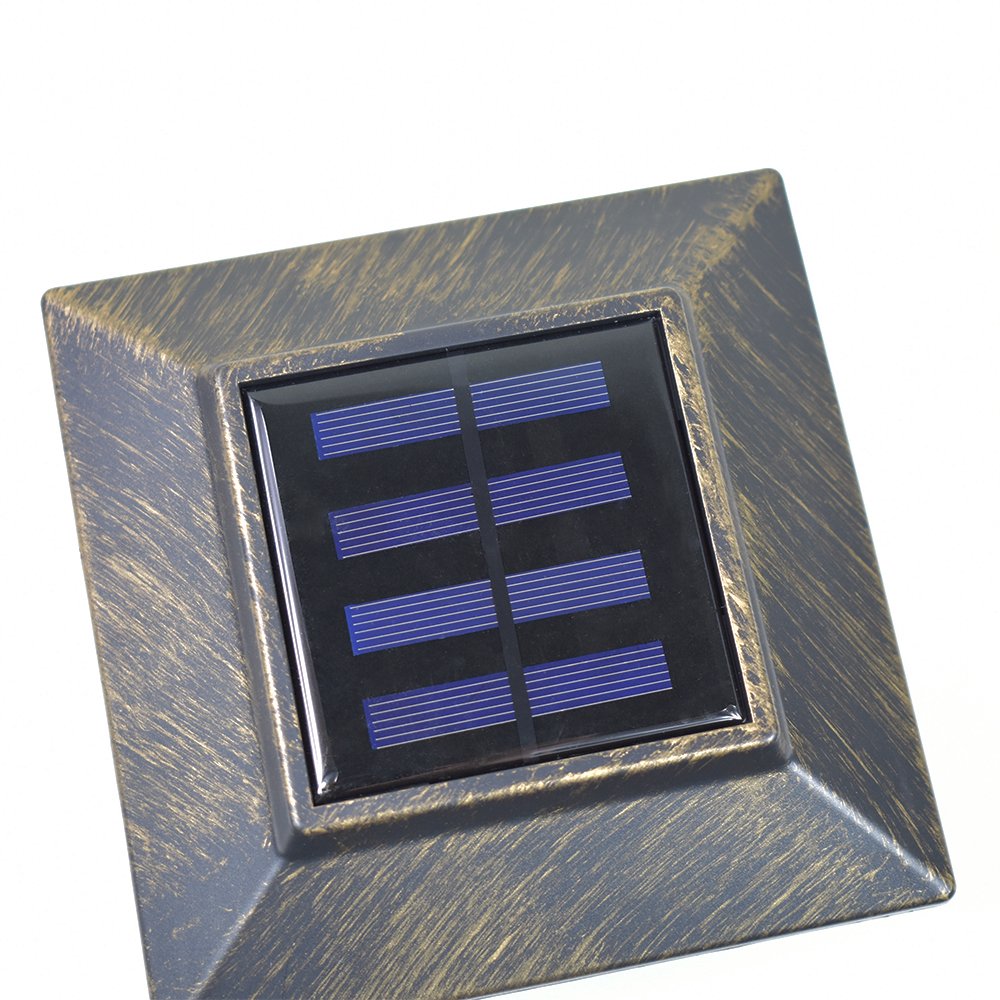 iGlow 12 Pack Vintage Bronze Outdoor 4 x 4 Solar LED Post Deck Cap Square Fence Light Landscape Lamp Lawn PVC Vinyl Wood