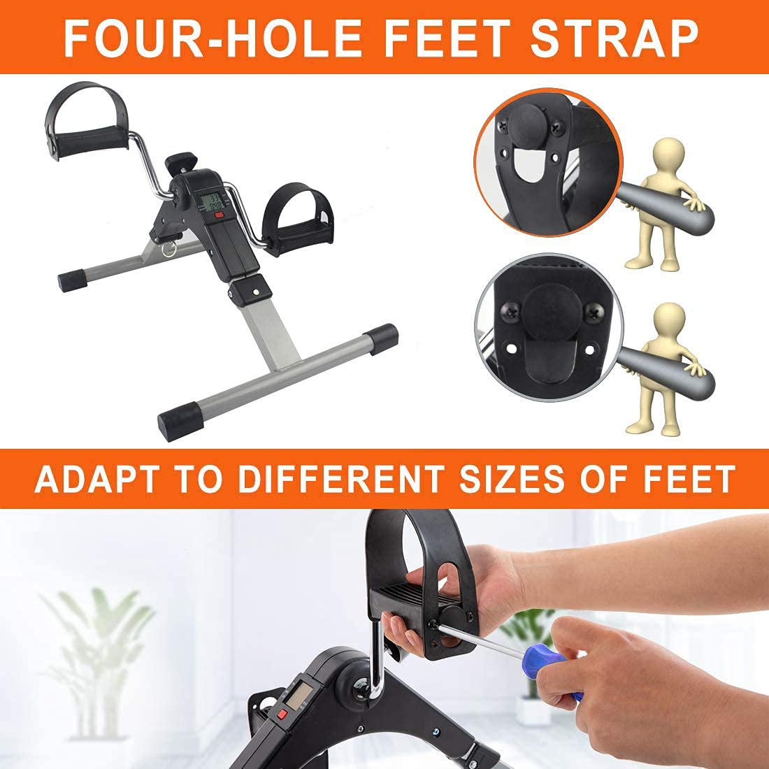 ipalmay Under Desk Folding Bike Pedal Exerciser with LCD Display, Magnetic Mini Exercise Bike, Recovery Exerciser with Adjustable Resistance