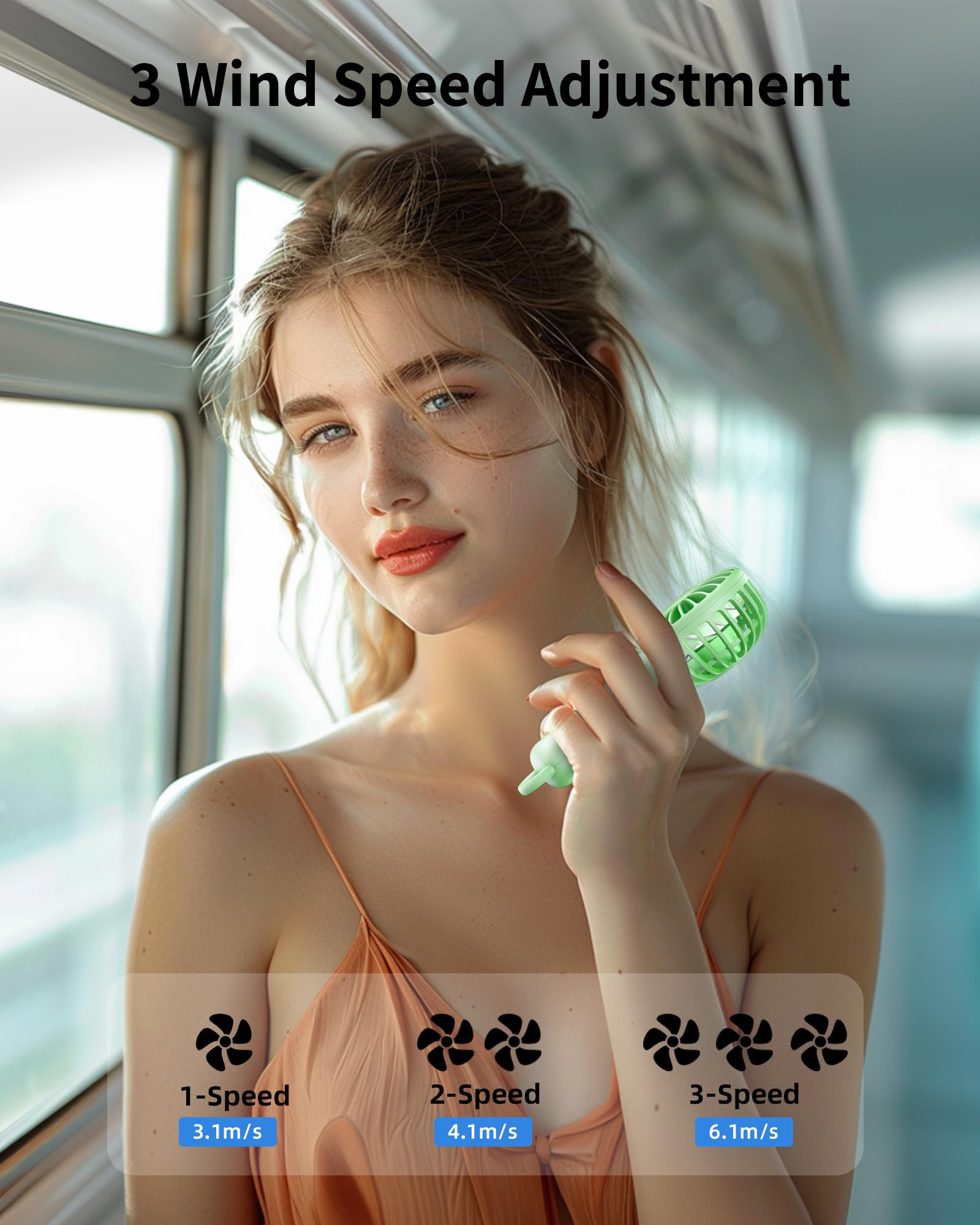 Nhpoi Mini Fan, Mini Handheld Fan, Small Cute Design Portable Fan with 3 Powerful Wind Speed, Battery Operated, USB Rechargeable, 9 Hours Long Working Time, Pocket Size for Travel