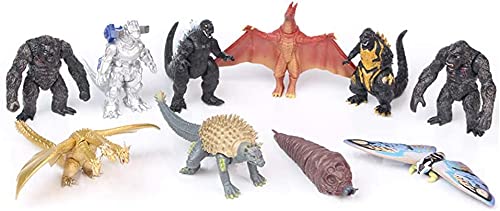 JAYKENIXO Set of 10 Action Figures King of The Monsters Dragon VS Kong Mini Monster Orangutan Playsets