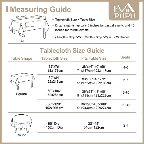 IVAPUPU Rectangle Tablecloth 60x104 inch Table Cloth Linen Wrinkle Free Tablecloths Kitchen Dining Table Cover Tables Farmhouse Holiday Camping