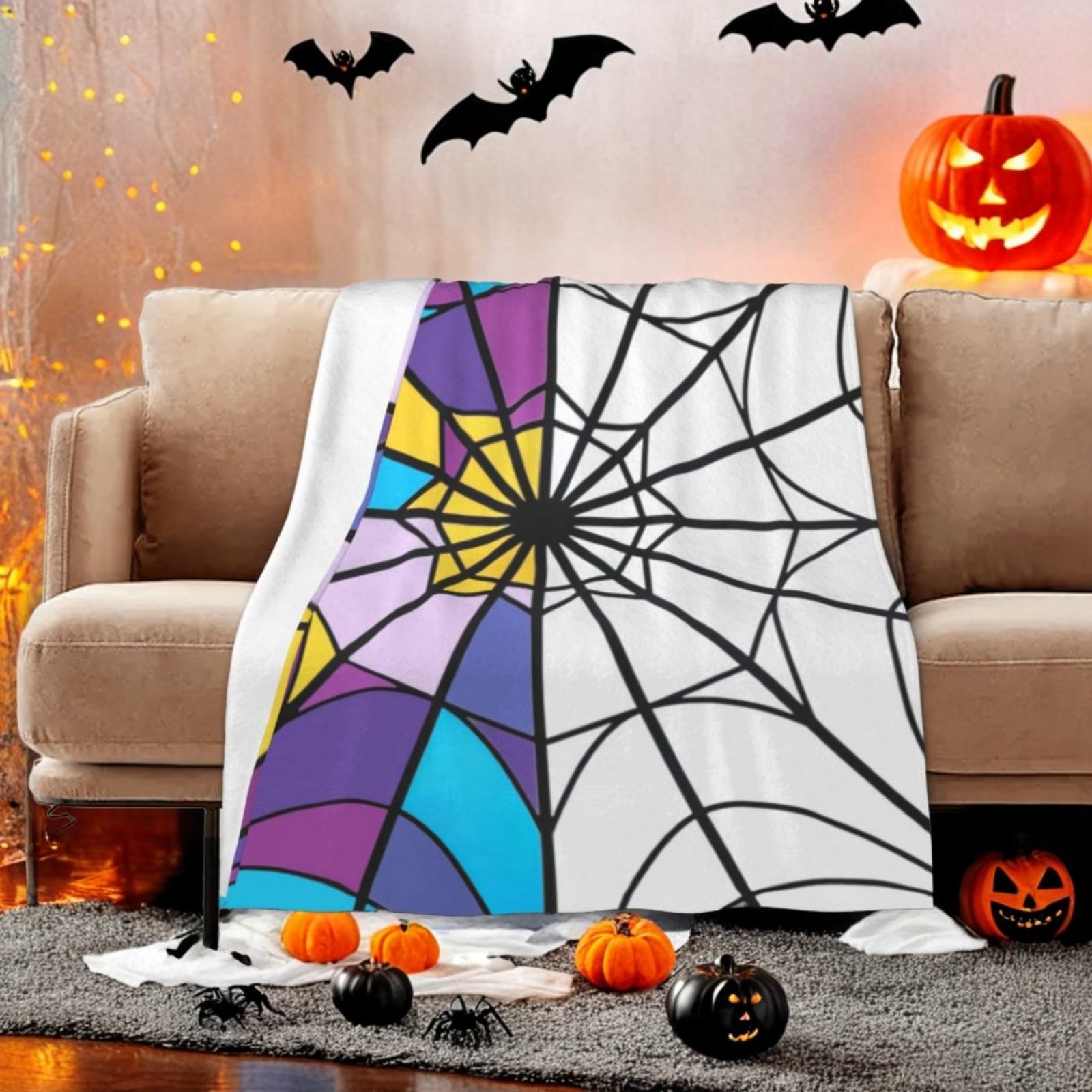 Wednesday Blanket Spiderweb Throw Blanket Soft Flannel Throw Blanket Adult Kids Sofa Bed Nap Blanket Lightweight Warm All Seasons for Bedroom (Spiderweb, 40x50inch)