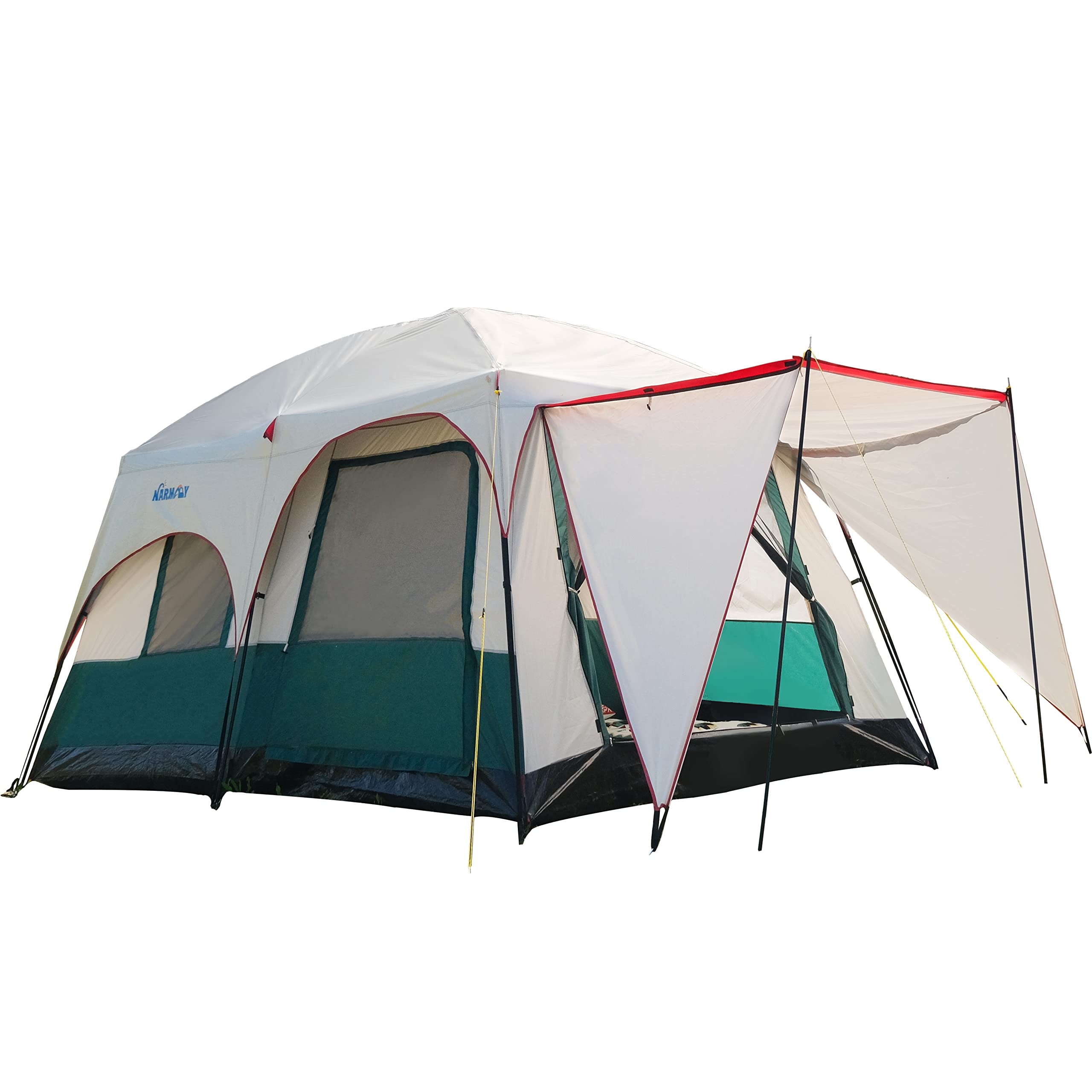 NARMAY® Camping Tent 6-8 Person Family Cabin Tent - 14' x 10' (Green)