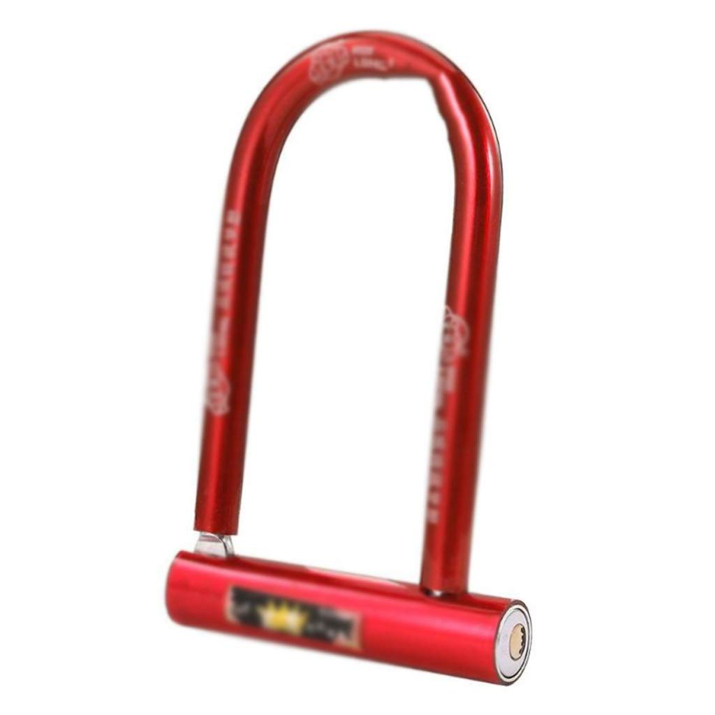 LMNUY u Lock for Bicycle Powerful Safety U-Lock Tire Lock Cable Lock Anti-Theft Anti-Cut Heavy Duty High Security Multi-Function Accessories Bike Lock (Color : Red)