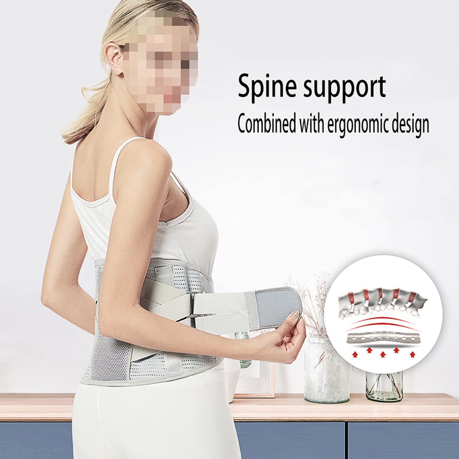 Lumbar Support Belt Lower Back Support Brace with Detachable Metal Spring Strips for Pain Relief Injury Prevention Scoliosis Herniated Disc,XL