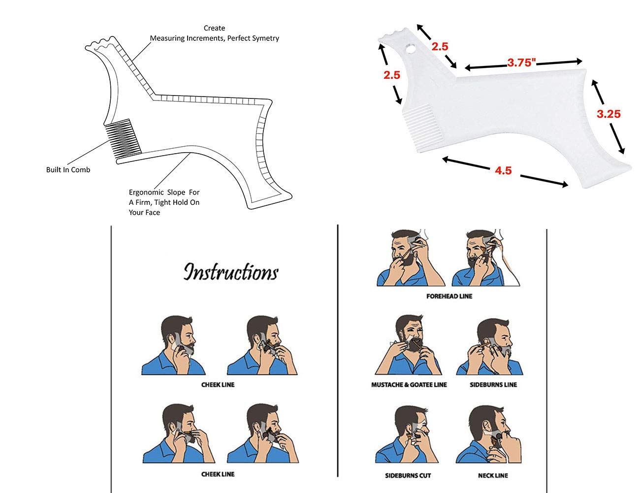 IGEA Beard Care Kit 6 in 1,Beard Brush, Comb, Beard Shaper, Scissors, Travel Bag, Works with Beard Razor Electric Trimmers