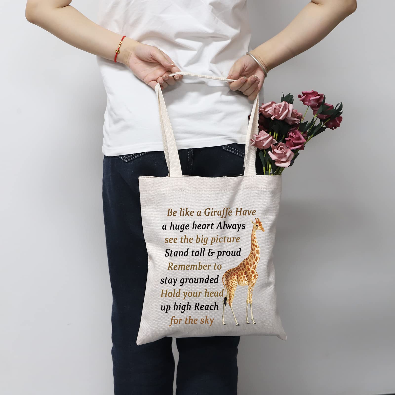 MNIGIU Giraffe Canvas Tote Bag Giraffe Lover Gift Giraffe Gift Giraffe Reusable Bag Giraffe Themed Gift Animal Lover Gift (Giraffe Tote)