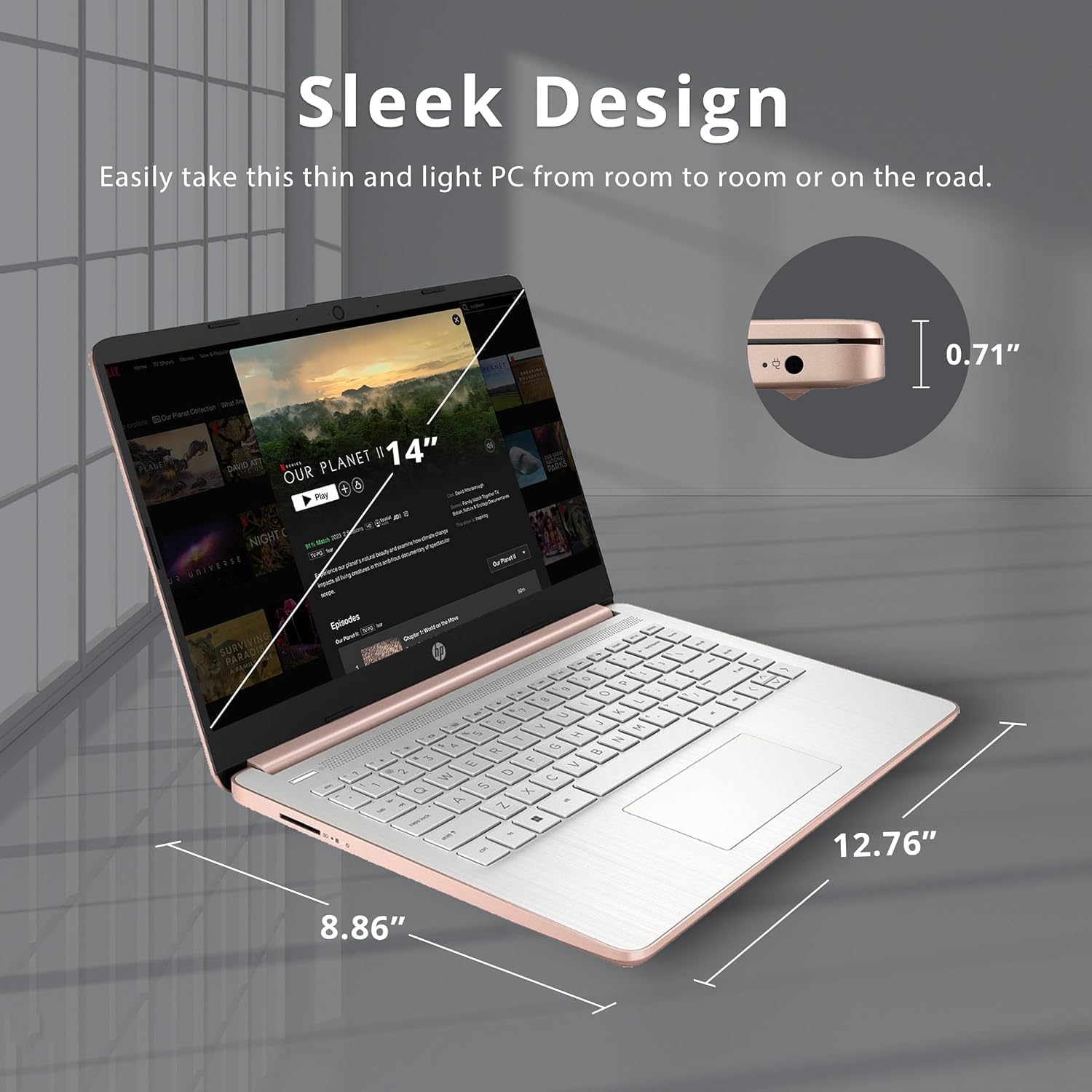 HP Premium Stream 14" HD BrightView Laptop, Intel Celeron N4120, 4GB RAM, 64GB eMMC, Intel UHD Graphics, HD Webcam, 1 Year Office 365, Bluetooth, WiFi, HDMI, Win 11s, Gold, 32GB Hotface USB Card
