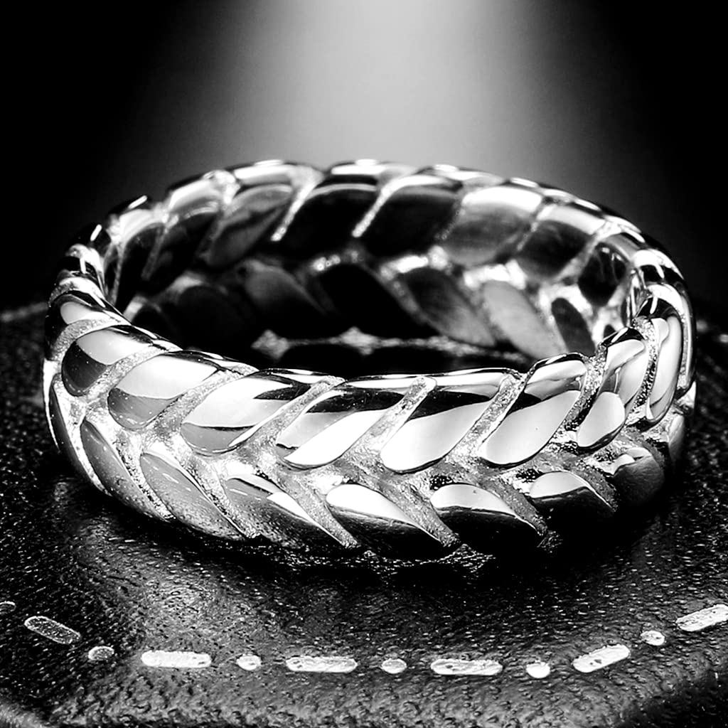 Jude Jewelers 8mm Stainless Steel Braided Woven Rope Style Wedding Band Ring (Silver, 5)