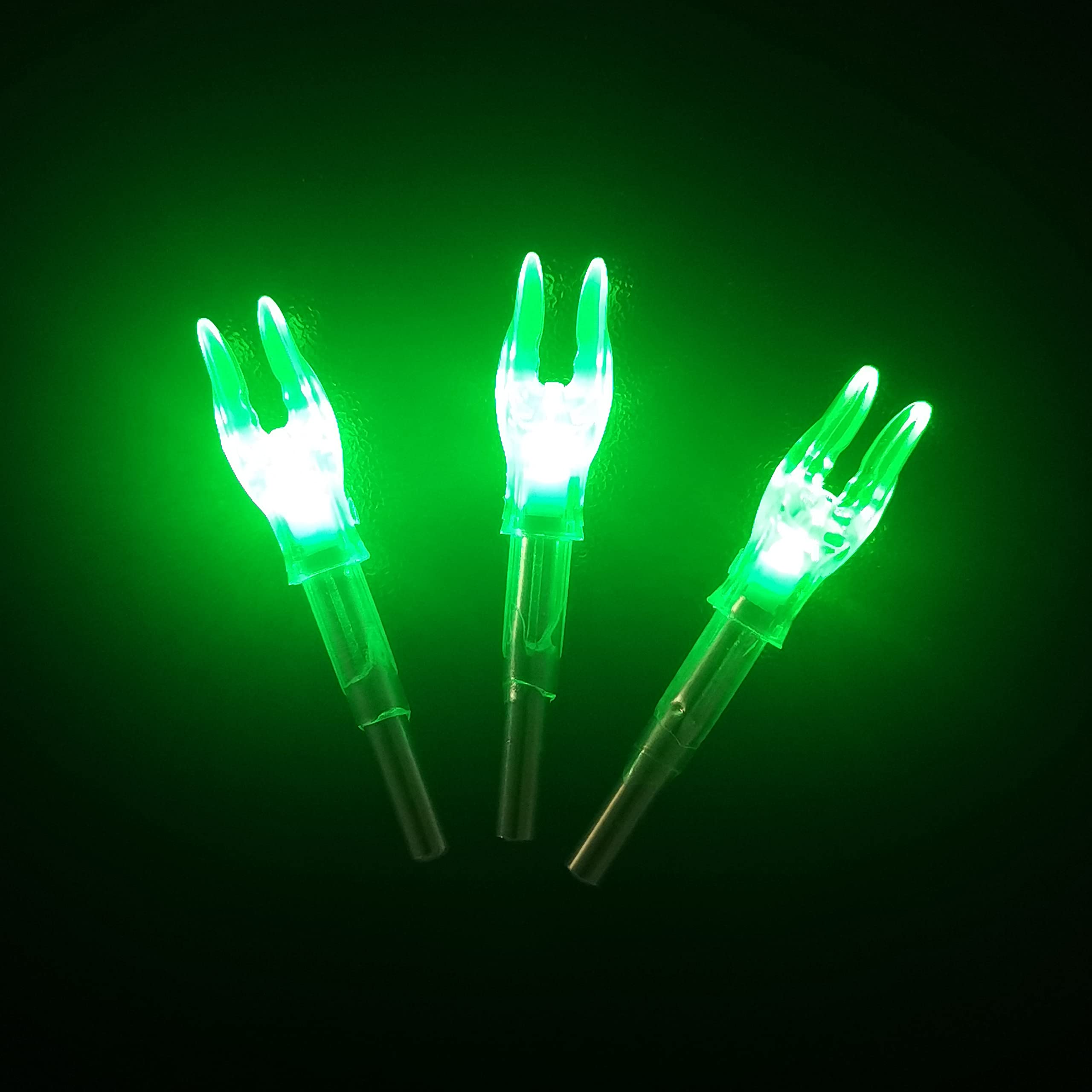 LEANPRO 6 PCS X Lighted Nocks for Arrows with .204".233".244" .246" Inside Diameter Lighted Arrow Nocks (Green)