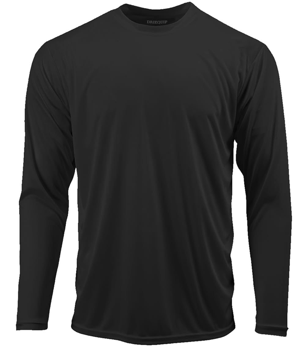 Joe's USA DRI-EQUIP Tall Long Sleeve Moisture Wicking Athletic Shirt-Black-4XLT