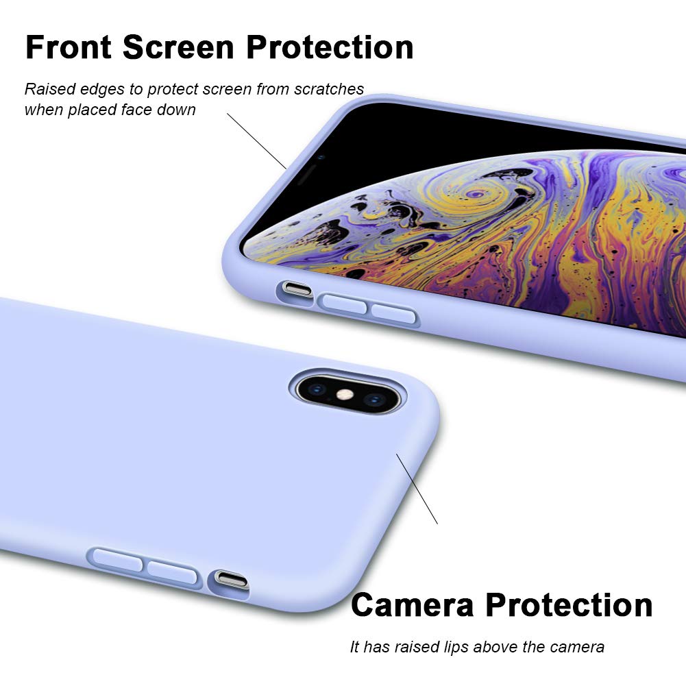 iPhone Xs Max Case, Anuck Soft Silicone Gel Rubber Bumper Case Anti-Scratch Microfiber Lining Hard Shell Shockproof Full-Body Protective Case Cover for Apple iPhone Xs Max 6.5" 2018 - Light Purple