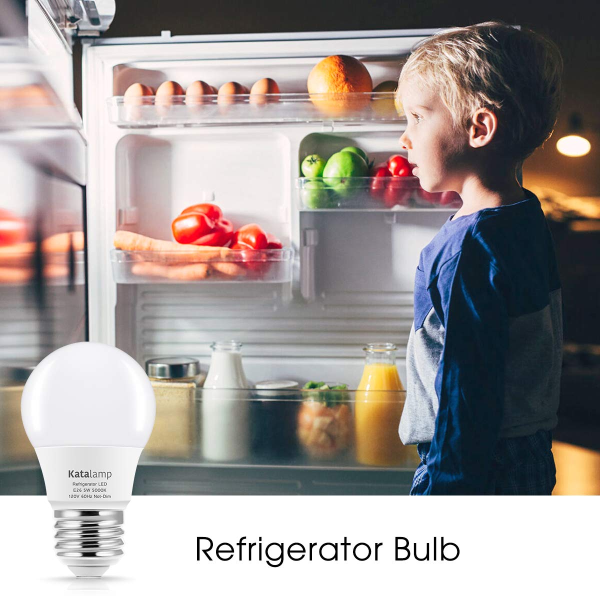Katalamp LED Refrigerator Replacement Light Bulb 40W Equivalent A15 5000K Bright White 5 Watt Waterproof Rating Light Bulbs E26 Oven Appliance Bulb 120V Lamp 2-Pack