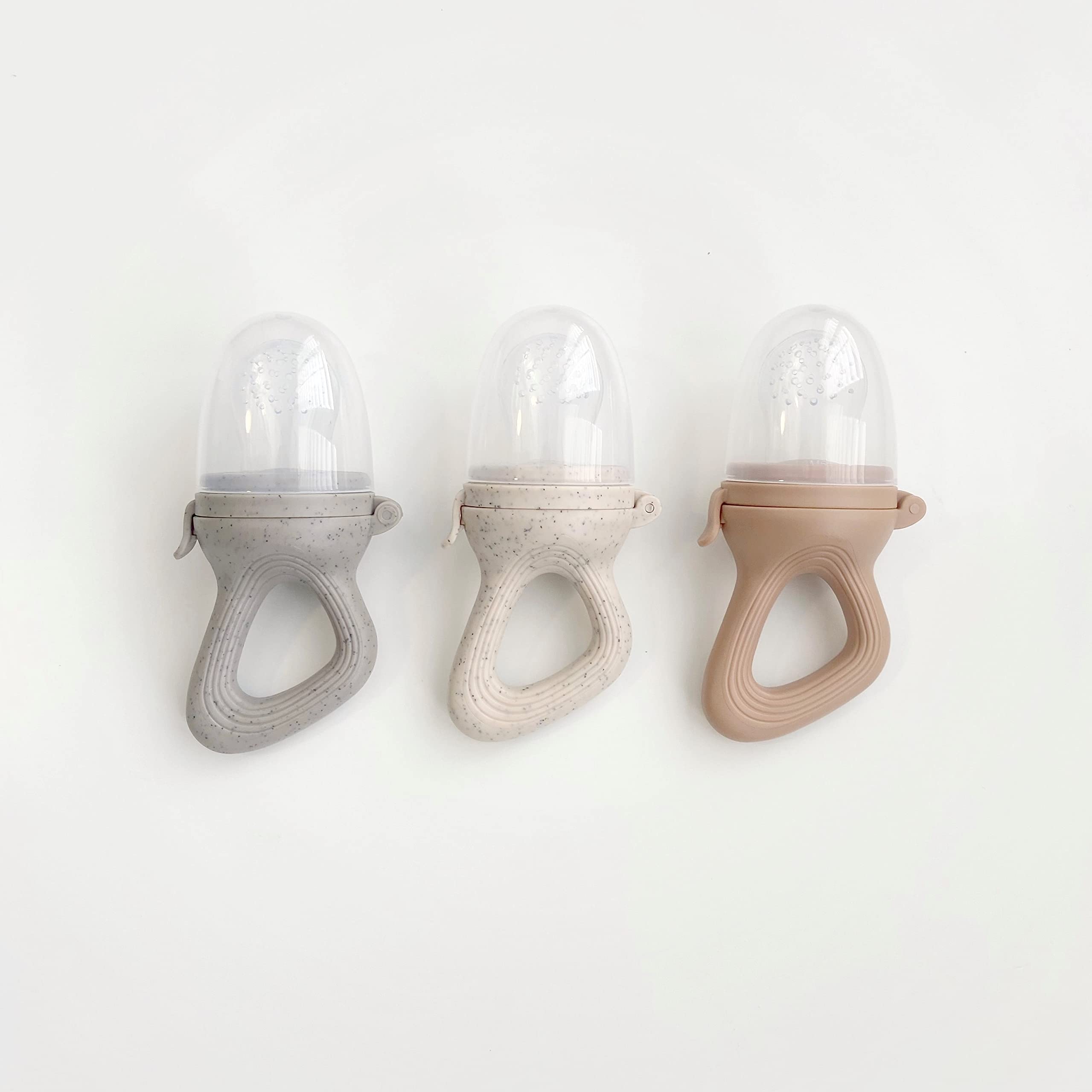 Norajoh Baby Food Fruit Feeder Pacifier | Teething Weaning Food Grade BPA Free Silicone teether for Babies (Speckled Cream)