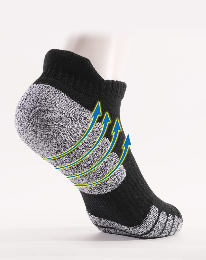 Maileflen Men Ankle socks Athletic Running Low Cut comfort fit short No Show Socks 6 Pairs Black and white XL
